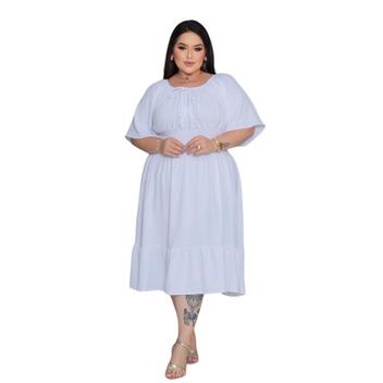 Vestido Midi Plus Size Moda Tamanho Grande Blogueira Floral - Vestido ...