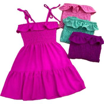 Vestido Pipoca Infantil Menina Alcinha com Babado Estilo Blogueirinha ...