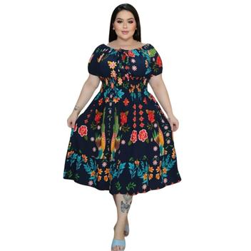 Vestido Plus Size Midi Estilo Princesa Detalhes Renda Chic - Vestido ...