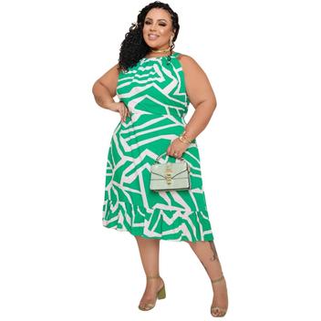Vestido Plus Size Midi Tamanho Grande Tendência Veste até 52 - Vestido ...