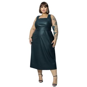 Vestido Preto Moda Plus Size Curvy Midi material ecológico Premium - Lia Rosa - Saia Feminina ...