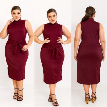 Vestido sem manga Plus Size, Cinto fixo TAMANHO UNICO - KARLA PLUS - Nb ...