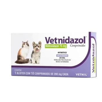 Vetnidazol 75mg para Cães e Gatos Vetnil 10 Comprimidos - Antibiótico ...