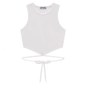 Vic Vicky Top Cropped Nadador Canelado Branco - Blusa Cropped ...