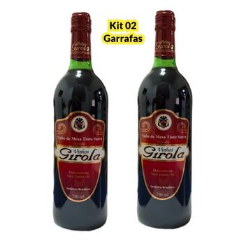 Vinho girola tinto de mesa suave uva bordo garrafa vidro 750ml kit 02 ...
