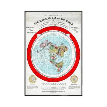 Vintage Plana Terra Filme Mapa Do Mundo Cartaz Pintura Em Tela Moderna ...