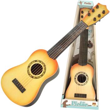 Violão De Brinquedo Infantil 6 Cordas Marrom Claro Dm Toys - Violão ...