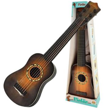 Violão De Brinquedo Infantil 6 Cordas Marrom Escuro Dm Toys - Violão ...