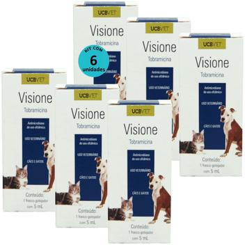 Visione Colírio Tobramicina 5ml Para Cães e Gatos ucbvet Kit Com 6 ...