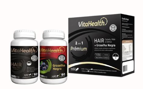 Vitahealth Hair + Groselha Negra 120 Capsulas - Óleo de Groselha Negra ...