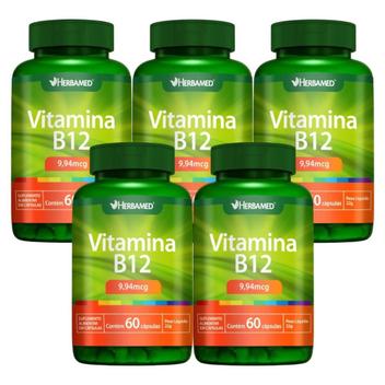 Vitamina B12 Herbamed Kit Com 5 Potes De 60 Cápsulas Cada - Colágeno ...