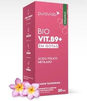 Vitamina B9 Bio Vit. B 9 Ácido Fólico Metilado Sabor Tangerina em gotas ...