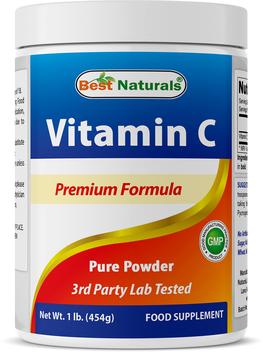 Vitamina C em pó Best Naturals 454g (1 lb) de ácido ascórbico ...