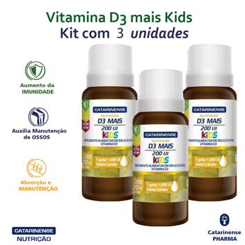 Vitamina D3 Kids em gotas 200ui 20ml Catarinense Pharma Kit 3 unidades ...