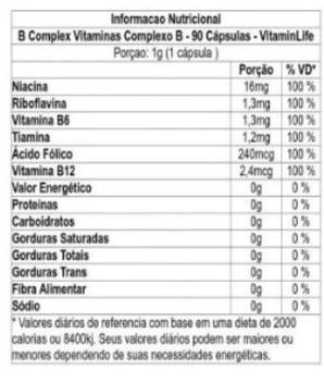 Vitaminlife B Complex Vitaminas Complexo B - 90 Cápsulas Vitaminlife ...
