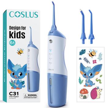 Water Flosser COSLUS Cordless para crianças 150mL 4 modos azul branco ...