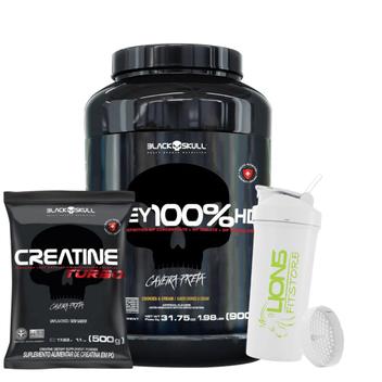 Whey 100% HD Black Skull - 900g (WPC, WPI E WPH) + Creatina Turbo 500 g ...