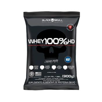 Whey 100% HD Refil (900g) - Sabor: Morango - Black Skull - Whey Protein ...