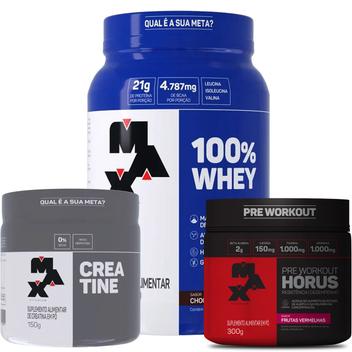 Whey 100% Max Titanium Pote 900g + Creatina 100% Max Titanium 150g ...