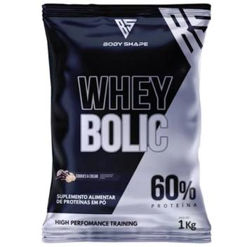 Whey Bolic 60% Whey Protein 1kg - Body Shape Sabor Cookies e cream ...