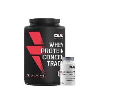 Whey Protein Concentrado 900g Dux Nutrition + Multivitaminico 90 ...