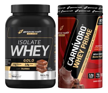 Whey Protein Isolado e Hidrolisado Isolate Gold 900g + Carnívoro Whey ...