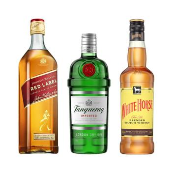 Whisky Red Label 1L + White Horse 1L + Gin Tanqueray 750ml - Red Label ...