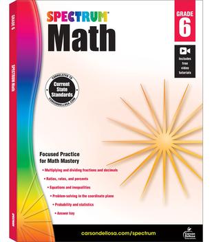 Workbook Spectrum 6th Grade Math Ages 11-12 com multiplicação e divisão ...