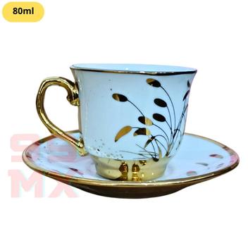 Xícara Floral de Café 80ml com Pires Design Refinado e Romântico - 99MX - Xícaras de Café ...