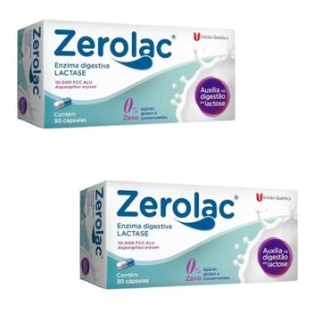 Zerolac Caps60 Kit C/2 Enzima Lactase 10.000 Zero Açúcar - União ...