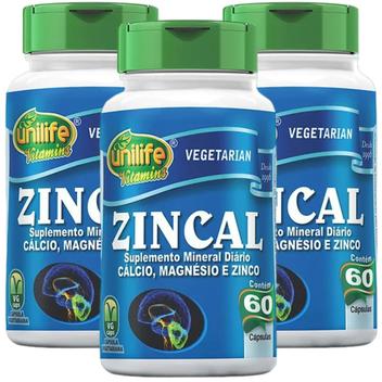 Zincal Cálcio, Magnésio, Zinco 60 cápsulas Kit com 3 - Unilife - Cálcio ...