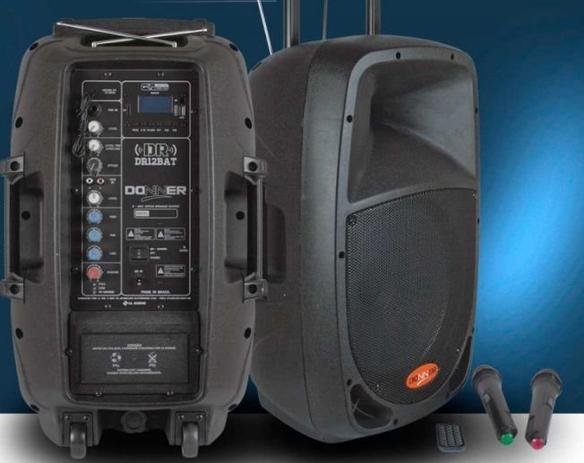 Caixa de som ativa dr12 bat donner, bateria / usb / bluetooth / fm/ 2 ...