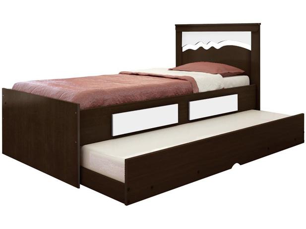 Cama Solteiro 88x188cm 2 Gavetas Cama Auxiliar - Conquista Móveis Eclipse - Magazine Mulhergold