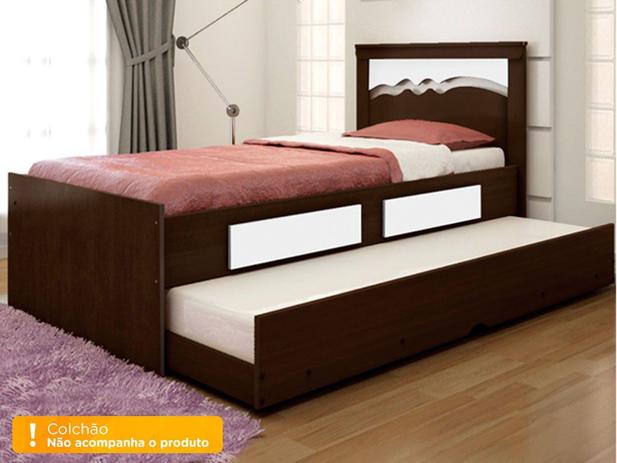 Cama Solteiro 88x188cm 2 Gavetas Cama Auxiliar - Conquista Móveis Eclipse - Magazine Mulhergold