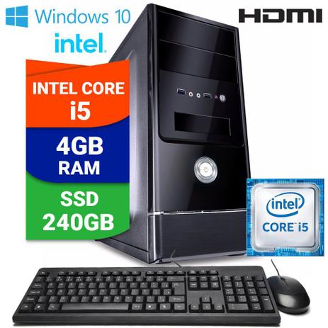Computador Intel Core i5 4GB SSD 240GB Com Teclado e Mouse Windows 10 ...
