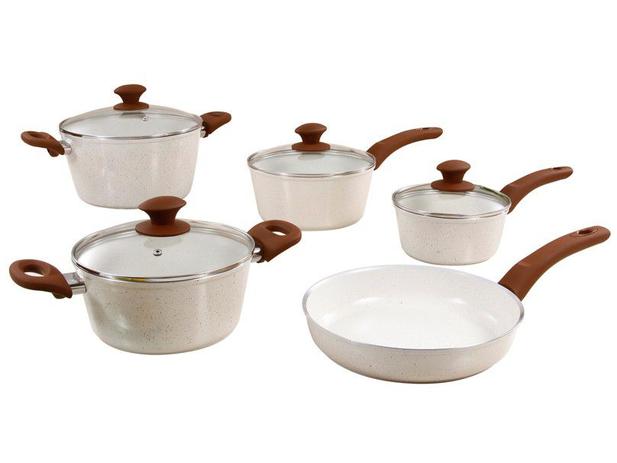 Conjunto de Panelas Brinox - Ceramic Life 4.5 Vanilla 5 Peças - Jogo de ...