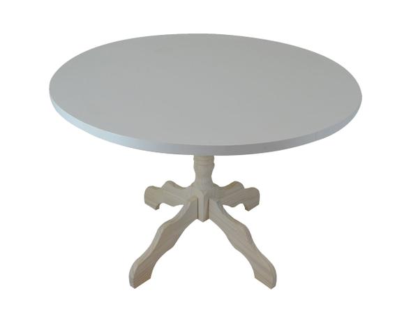 Mesa de Jantar Retrô Branca Redonda em Madeira Pé Torneado - Móveis ... Mesa de Jantar Retrô Branca Redonda em Madeira Pé Torneado - Móveis ...