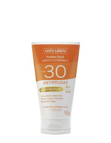 Protetor Solar Facial FPS 30 Antirrugas 50g c/ Karité e Vitamina E Vini ...