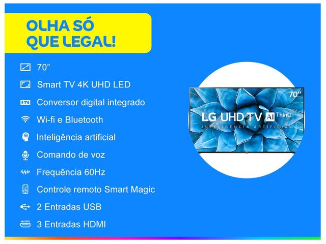Smart TV UHD 4K LED 70” LG 70UN7310PSC Wi-Fi - Bluetooth HDR ...