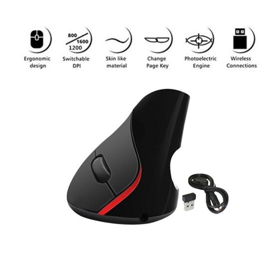 01 Mouse Vertical Sem Fio Recarregável Ergonômico Envio já - DuraWell ...