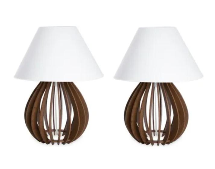 02 Abajur Clássico Rústico de Madeira Mdf Marrom de Tomada - Manushop ...