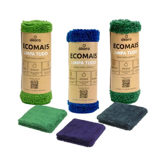 03 Panos De Limpeza Microfibra Multiuso Limpa Tudo Fácil Ecomais ...