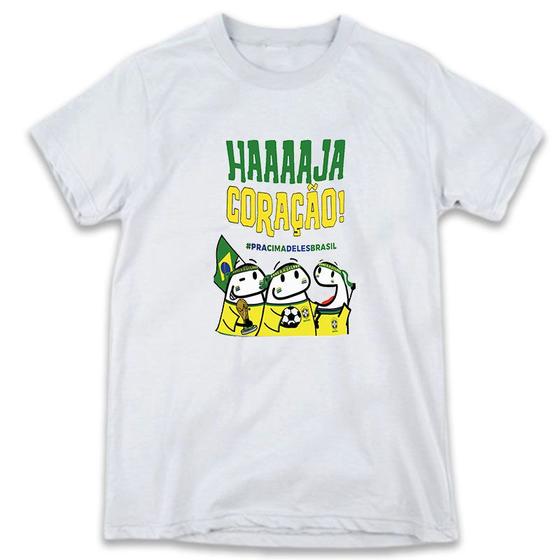 1 Camiseta Brasil Copa Bonequinho Flork Haja Coração Camisas Divertidas ...