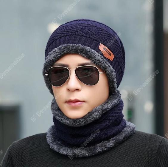 1 Kit Touca De Frio Gorro Forrada E Com Cachecol Gola De Lã - D ...
