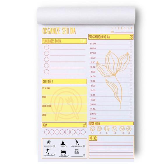 1 Planner do Dia Rotina Diário Daily Organizador Blocado - Impressões ...