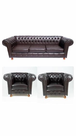 1 Sofá 2M + 2 Poltronas Chesterfield Luiz XV Corano Café / barbearia ...