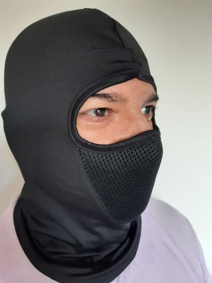 1 Touca Malha Balaclava com TELINHA p Respirar 1 furo Adulto tela ninja ...