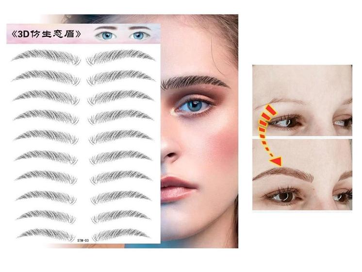 10 Adesivos Tatuagem 3D Realista Sobrancelha Stm-03 Preto - Lynx ...