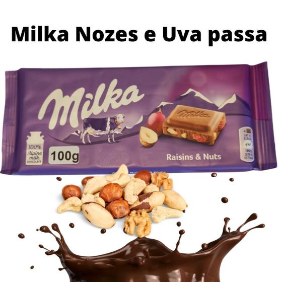 10 Barras de Chocolate milka Raisins Nuts 100g - Chocolate / Barra de ...