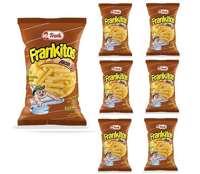 10 Biscoitos Salgadinhos Frankitos Sabor Bacon 50g - Salgadinhos e ...